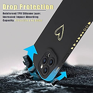 Teageo Compatible with iPhone 12 Pro Max Case 6.7 inch for Women Girls, Cute Luxury Heart [Soft Anti-Scratch Full Camera Lens Protective Cover] Silicone Girly Phone Case for iPhone 12 Pro Max-Black