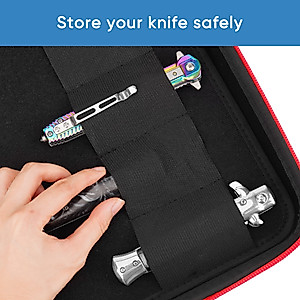 Risou Knife Display Case for Butterfly Knife, Folding Knives, Knives Displaying Storage Box and Carrying Organizer Holds up to 69 Knife for Survival, Tactical, Outdoor, EDC Mini Knife (Only Case)