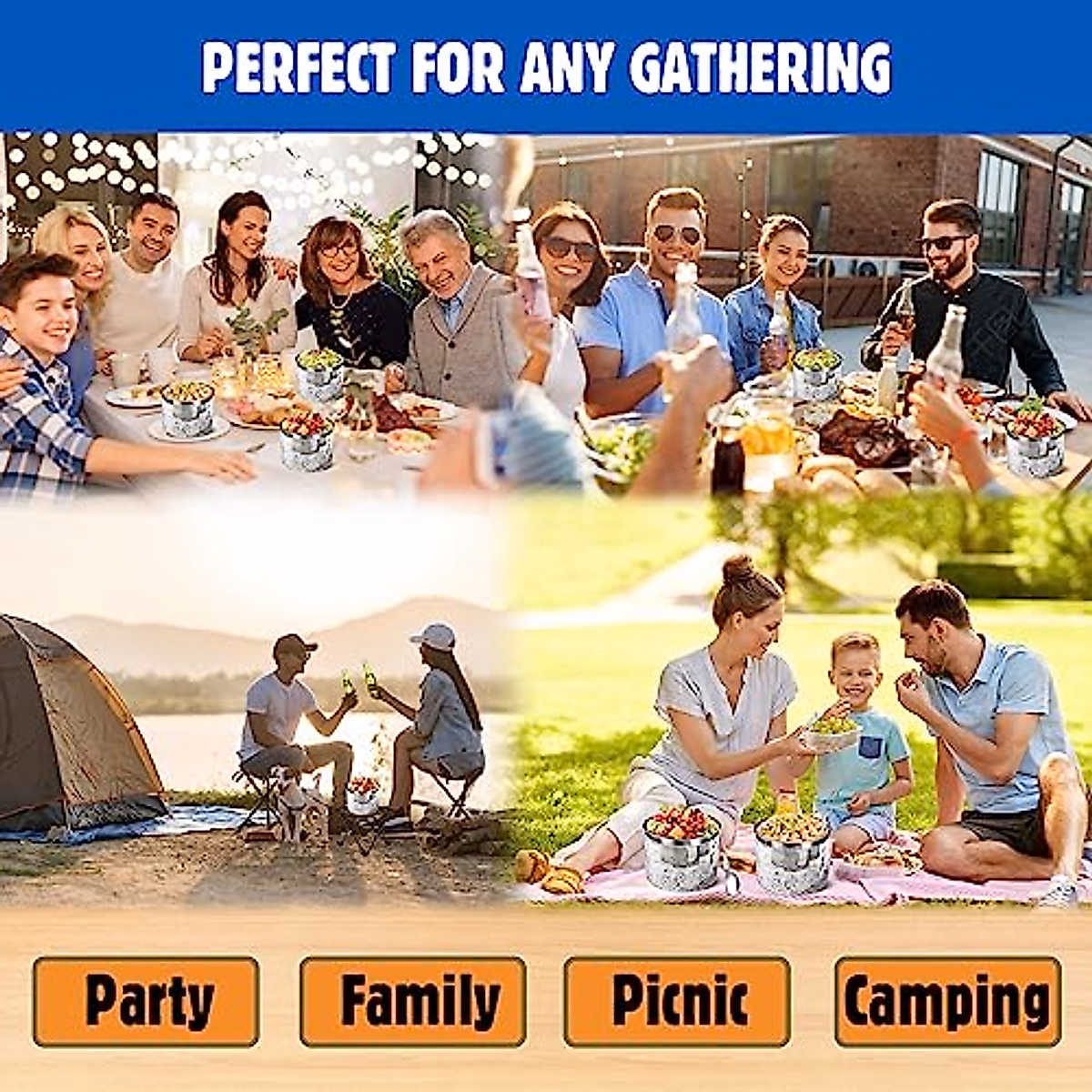 LIMOEASY Chilled Dip Bowl (2 Pack), 25oz Ice Serving Bowl with Lid for Parties, Cold Serving Dish for Hummus, Salsa, Guacamole, Sauces, Pasta