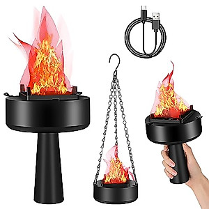 3D Fake Fire USB Rechargeable Fake Campfire, Portable Fake Fire Light Electric Fake Flame Light Fake Flame Lamp, Campfire Electric Campfire Halloween Christmas Party Decorations for Bar Stage Home