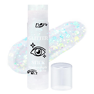 DAGEDA White Body Glitter Stick, Mermaid Face Glitter Makeup Holographic Sequins, Hair Glitters Eyeshadow Body Shimmer for Rave Accessories,Glitter Face Paint for Women Rave Festival