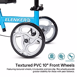 ELENKER Steerable Knee Walker with 10" Front Wheels Deluxe Medical Scooter for Foot Injuries Compact Crutches Alternative Blue