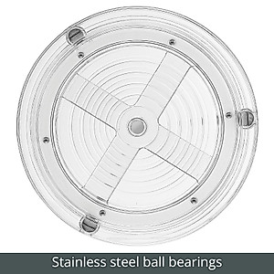 mDesign Plastic Spinning 2-Tier Lazy Susan Turntable Storage Tray - Rotating Organizer for Bathroom Vanity Counter Tops, Under Sink, Closets, Dressers - Clear/Chrome