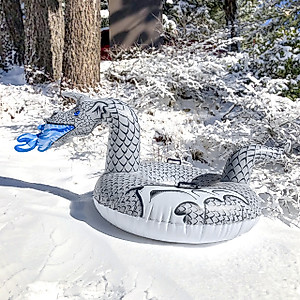 GoFloats Winter Snow Tube - Inflatable Sled for Kids and Adults (Choose from Unicorn, Disney's Frozen, Ice Dragon, Polar Bear, Penguin, Flamingo)