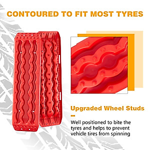 LILYPELLE Off Road Traction Boards, 2PCS Recovery Tracks Traction Mat for 4x4 Vehicle Truck SUV Car Offroad Sand Snow Mud Emergency Tire Traction Pads, Red