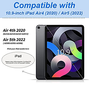 KenKe iPad Air 5th Generation Case 2022 / iPad Air 4th Generation Case 2020 with Pencil Holder, Auto Sleep/Wake, Slim Trifold Stand Case with Soft TPU Back Cover for iPad Air 10.9 inch, (Purple)