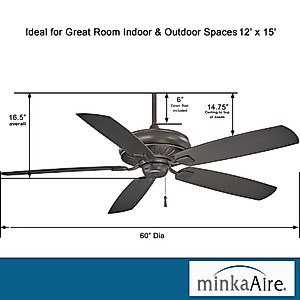 MINKA-AIRE F532-SI Sunseeker 60 Inch Outdoor Ceiling Fan Pull Chain in Smoked Iron Finish