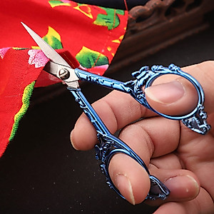 HITOPTY Sewing Embroidery Scissors with Sheath, 4.7in Sharp Tip Craft Crochet Scissor for Needlework Cross Stitch Threading Handicraft DIY Tool, Cute Blue Butterfly Shears