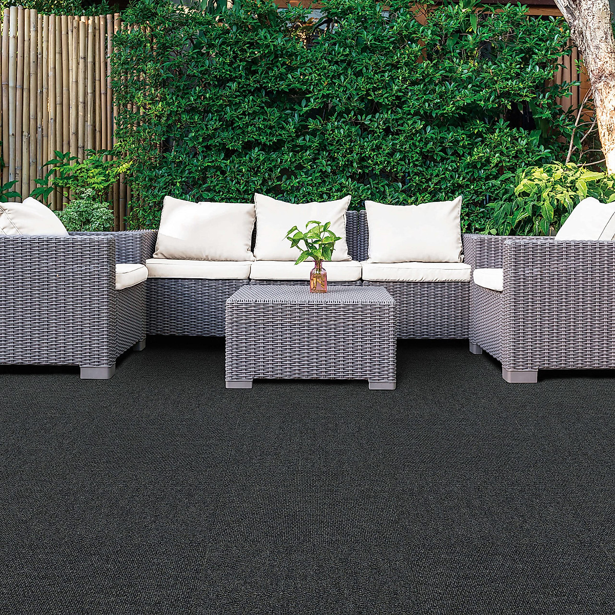 Mohawk Home 18" x 18" Indoor/Outdoor 0.25" Pile Height, Peel and Stick Carpet Tile, Grey Polyester, (10 Tiles) (22.5 sqft/Box)