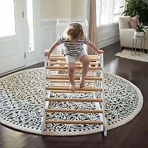 Little Partners Learn 'N Climb Wooden Climbing Triangle Foldable Wood Climbing Gym for Toddlers, Pickler Toddler Style Foldable Climber (Soft White w/Natural, Unassembled)