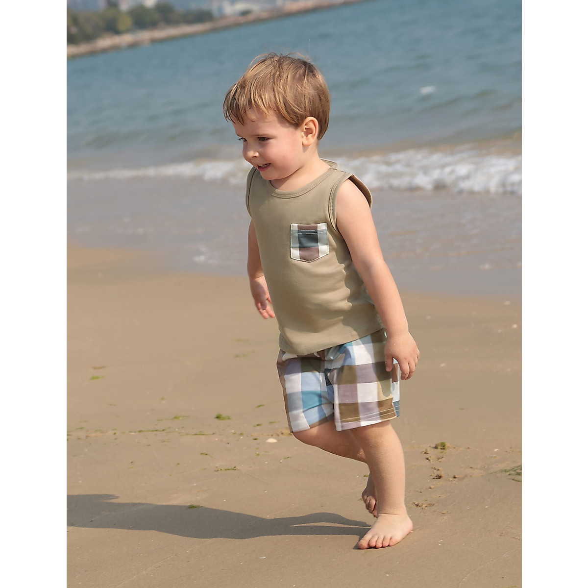 Baby Boys Summer Outfits Cotton Sleeveless Vest+Short Clothes Set Sweatsuits 2T