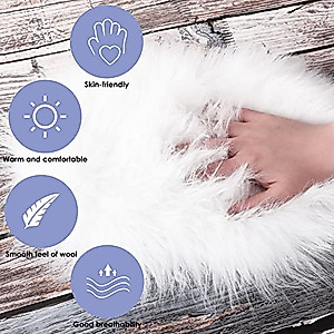 WLLHYF 12 Inches Oval Fur Rugs, Faux Fluffy Area Rugs Shaggy Chair Cover Living Bedroom Sofa Floor Carpets for Small Product Desktop Photography Jewelry Watches Cosmetics Ornament Nail Art