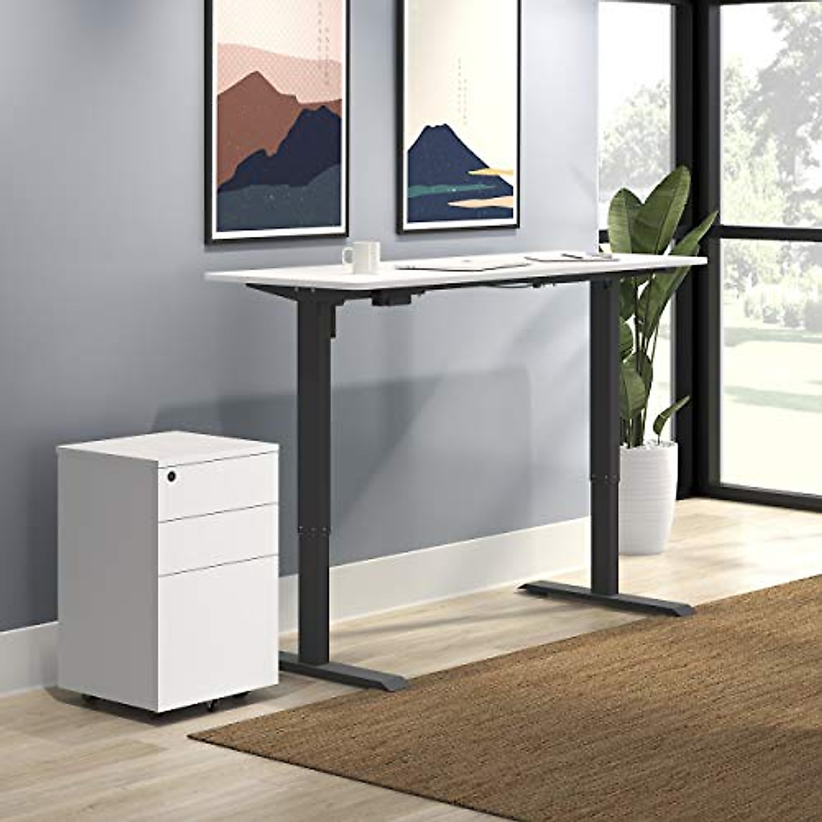 HON Basyx BSXHW2460 Height Adjustable Desk, 24 x 60, White