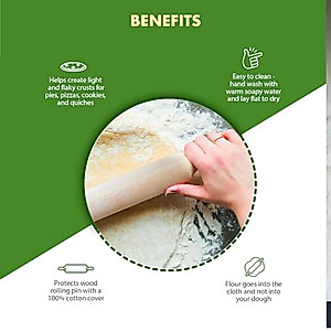 Regency Wraps Rolling Pin Cover for Non-Stick Dough Rolling, 100% Cotton Absorbs Excess Four So Pastries Come out Light and Flakey, 15" Pack of 2