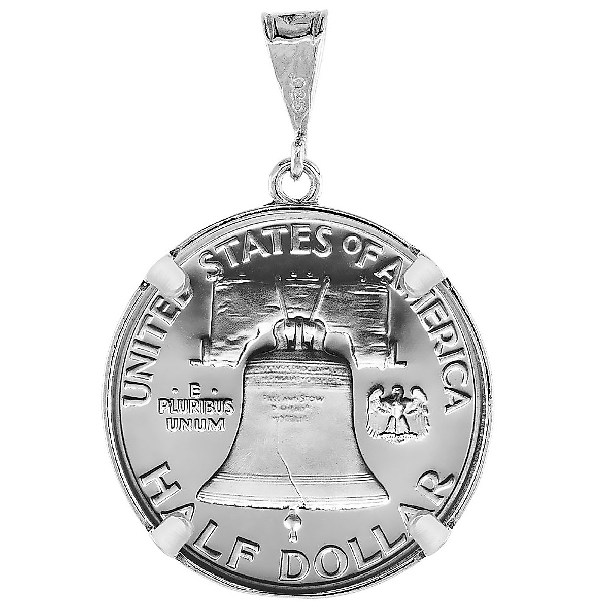 Sterling Silver Half Dollar Bezel 30 mm Coins Prong Back Square Edge 50 Cent Coin NOT Included