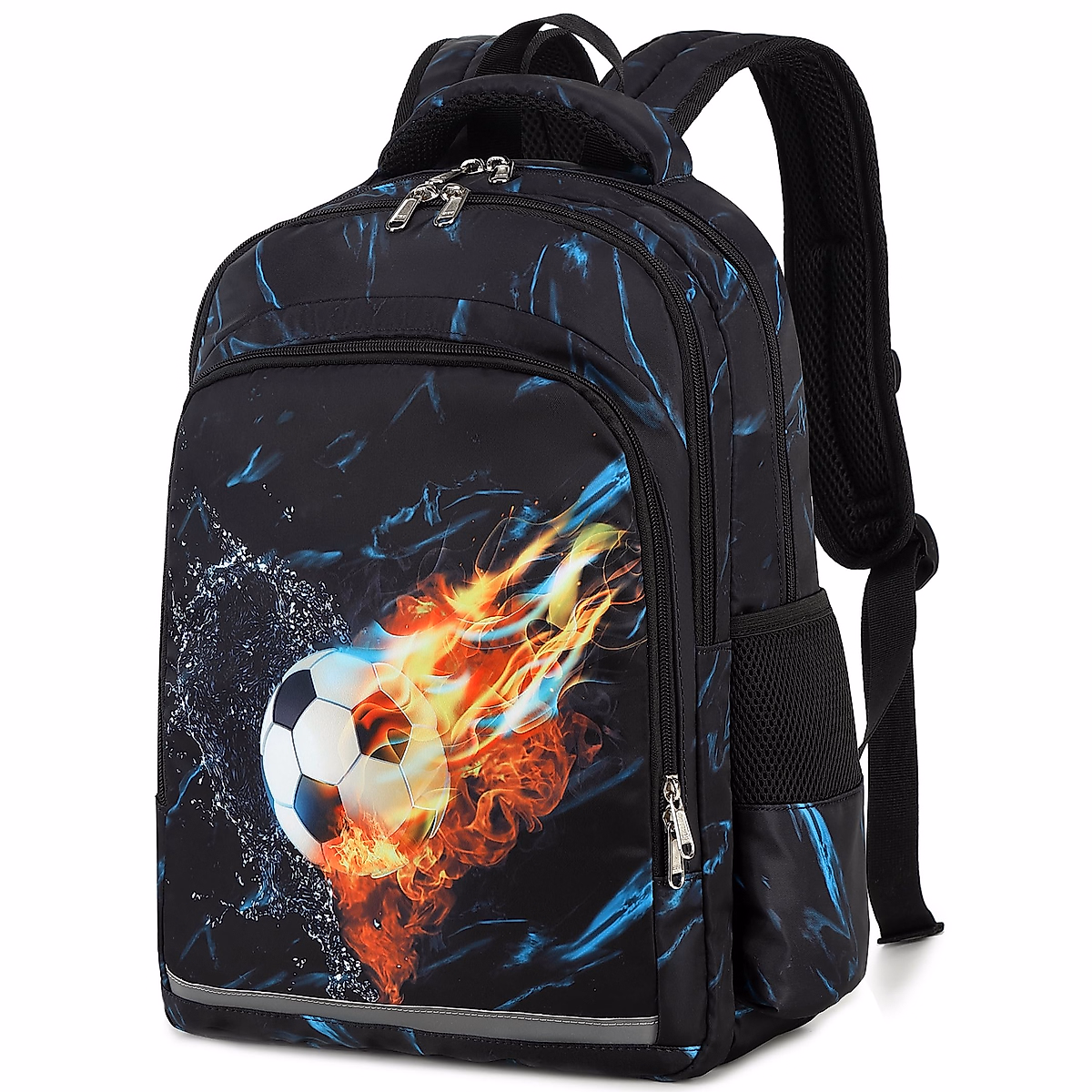 LEDAOU Kids Preschool Backpack Boys Kindergarten BookBag Elementary Waterproof School Bag 7 Pockets with Chest Strap (Soccer)