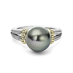Grey Pearl Rings Spinner Ring for Women Wedding Bands for Women Sterling Silver Plated Brass Ring Cool Rings Sterling Silver Rings Anniversary Engagement Rings (6)