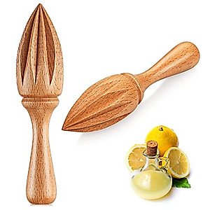 2 Pcs Wooden Citrus Reamer Lemon Hand Juicer Beech Wood Handheld Citrus Juicer Easy to Hold Kitchen Juicing Tool Manual Orange Lime Lemon Juice Reamer Extractor for Daily Home Bar Cafe Restaurant Use