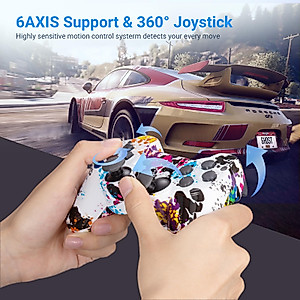 PS-3 Controller, 2 Pack Wireless Controller for PS3 for Sony Playstation-3, Double Shock, Bluetooth Connection, Rechargeable, Motion Sensor, Upgraded Remote Gamepads for PS3, 2 x USB Charging Cords