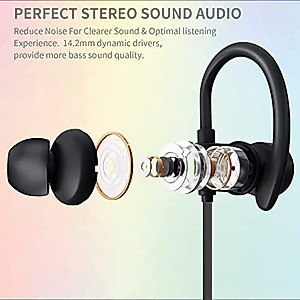 JUSTRVN Sports Wireless Earphone,Bluetooth Headphone with 24Hrs Playtime,Bluetooth Headsets V5.2 HD Bass with IP67 Waterproof,Noise Cancellation Earbuds w/Ear-Hooks for Gym Jogging Workout
