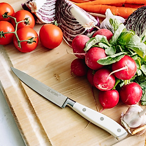 Yatoshi 12 Piece White Knife Block Set - Pro Kitchen Knife Set Ultra Sharp High Carbon Stainless Steel with Ergonomic Handle