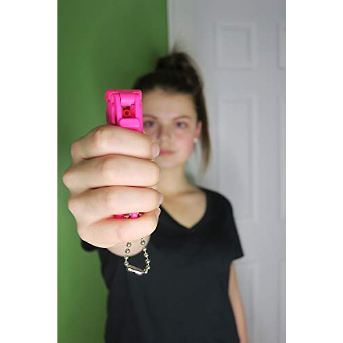 mace Brand Personal Pepper Spray (Neon Pink) – 12’ Pepper Spray with 3-in-1 Formula, Flip Top Safety Cap, Leaves UV Dye on Skin – Self Defense Pepper Spray for Women, Made in The USA