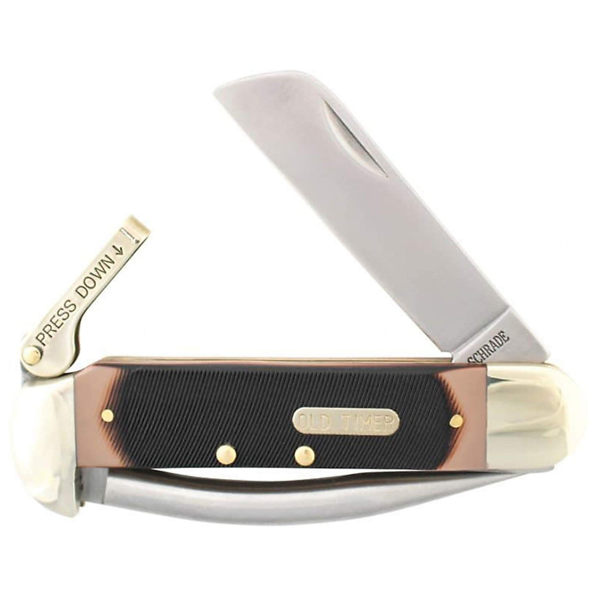 Old Timer 735OT Mariner 6.9in High Carbon S.S. Traditional Lever Lock Folding Pocket Knife with 2.8in Sheepsfoot and Sawcut Blade for Boating and Sailing , Red