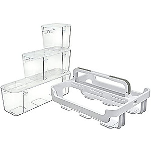 Deflecto Caddy Organizer, Stackable with Three Compartments, White and Clear (29003CR)