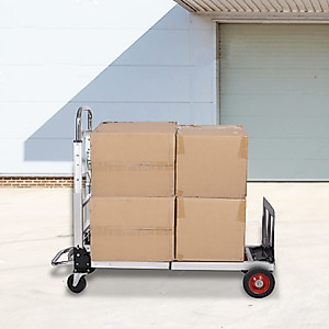 RedSwing Folding Hand Truck Dolly, Aluminum Convertible Hand Truck with 4 Wheels, 2 in 1Heavy Duty Hand Truck Dolly Cart(Silver)