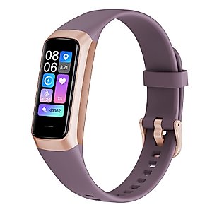 UMEGET Fitness Tracker,1.1 Inch Color AMOLED Screen Smart Watch,25 Sports Modes Heart Rate Sleep Tracker,7 Working Days,Magnet Charging,Thermistor Sensor Bracelet for Kids&Adult (Bordeaux)