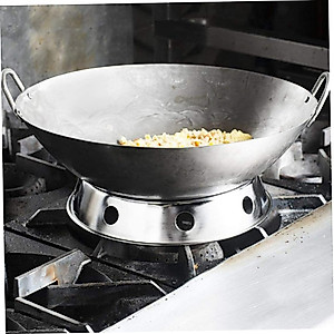 Moligin Round Bottom,Traditional Hand Hammered Carbon Steel Wok Pan, Pow Wok for Gas Cooker or Grill 25 cm Kitchen Shelf