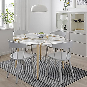 White and Gold Marble Tablecloth with Elastic Edge Fitted Table Cloth Waterproof Polyester Round Table Cover for Kitchen Indoor Dining Party Outdoor Patio Fit Table 45-50 inch