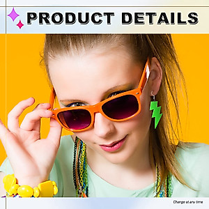 Hinly 6 Pair Halloween Neon Earrings Retro Geometric Neon Accessories 80s Jewelry for Women Simple Circular Oval Acrylic Dangle Drop Earrings Colorful Pendant Hoop Earrings for Costume Party, 6 Styles