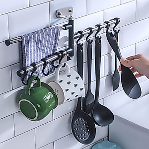 Multifunctional Organizer Wall Mounted Swivel Kitchen Utensil Holder 3 Tiers Towel Rack Hanging Storage Rack No Drilling Towel Holders for Bathroom Kitchen Cabinet Inside Wall Mounted