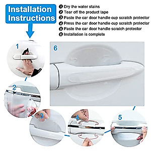 AOOF Car Door Handle Scratch Protector 8PCS White Car Accessories Carbon Fiber Door Handle Protector Stickers Car