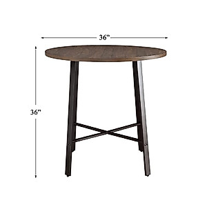 Homelegance Chevre 36" Round Industrial Style Counter Height Table, Brown