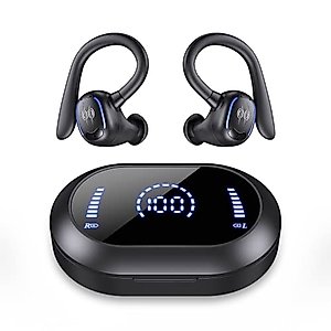 Wireless Earbuds Bluetooth Headphones 50H Playtime Bluetooth 5.3 Digital LED Display Over-Ear Earphones with Earhook Sports Headphones IPX7 Waterproof Headsets with Mic Deep Bass for Running Workout