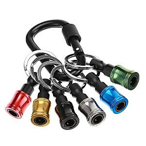 Saipe 6PCS Keychain Extension Bar Aluminum Alloy Screwdriver Bits Holder Set Portable Drill Screw Adapter Quick Release Extension Bar for 1/4inch Hex Shank