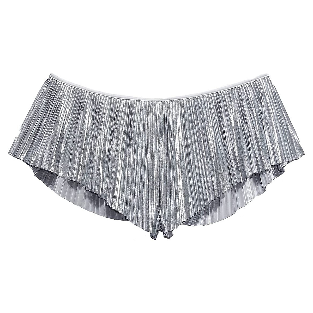 Savage X Fenty, Women's, Pleated Lamé Short with Keyhole, Spaced Out Metallic Silver, 1X