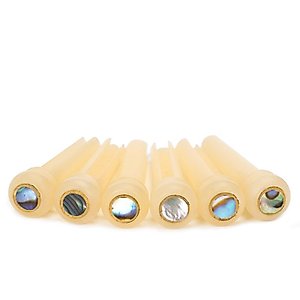 Miwayer Guitar Bone Bridge Pins Real Bone Unbleached Vintage Style Replacement Parts for 6 & 12 String Acoustic Guitar (Unbleached Big Abalone Dot)