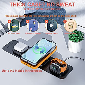 AmaBravo 3 in 1 Wireless Charger, Foldable Magnetic Travel Charger Station, Fast Wireless Charging Pad for iPhone14/13/12, AirPods, Apple Watch, Galaxy Multiple Device(Adapter NOT Included)