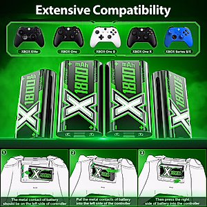 Kytok Rechargeable Battery Pack, Battery Charger Compatible with Xbox One/Series X|S/Xbox Elite Controller, 4 x 1800 mAh Controller Battery Pack Replacement for Xbox Series X|S/Xbox One Controller