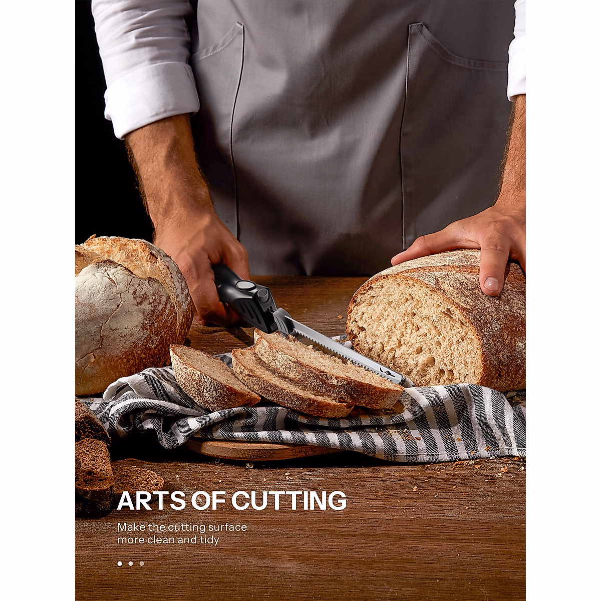 Reemix Electric Knife, Z3042 Electric Knife Set for Carving Meats, Poultry, Bread, Crafting Foam & More, 2 Blades for Meats & Bread, Fork Included (Black)