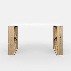 Ada Home Decor Brian Modern White & Oak Desk 29.53'' H x 55.12'' W x 23.62'' D/Office Desk/Computer Desk