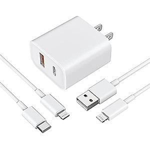 [Apple MFi Certified] iPhone Fast Charger, Veetone 20W Dual Port USB C Power Delivery Wall Charger Plug&2Pack 6FT Lightning Cable, PD/QC3.0 Type C Quick Charge for iPhone 13/12/11/XS/XR/X/iPad/Airpods
