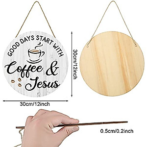 Coffee Bar Sign Coffee Decor Coffee Wooden Sign Hanging Coffee Decor Coffee Sign Plaque for Farmhouse coffee bar Kitchen Accessories Coffee Lover (White Good Days Start with Coffee & Jesus)