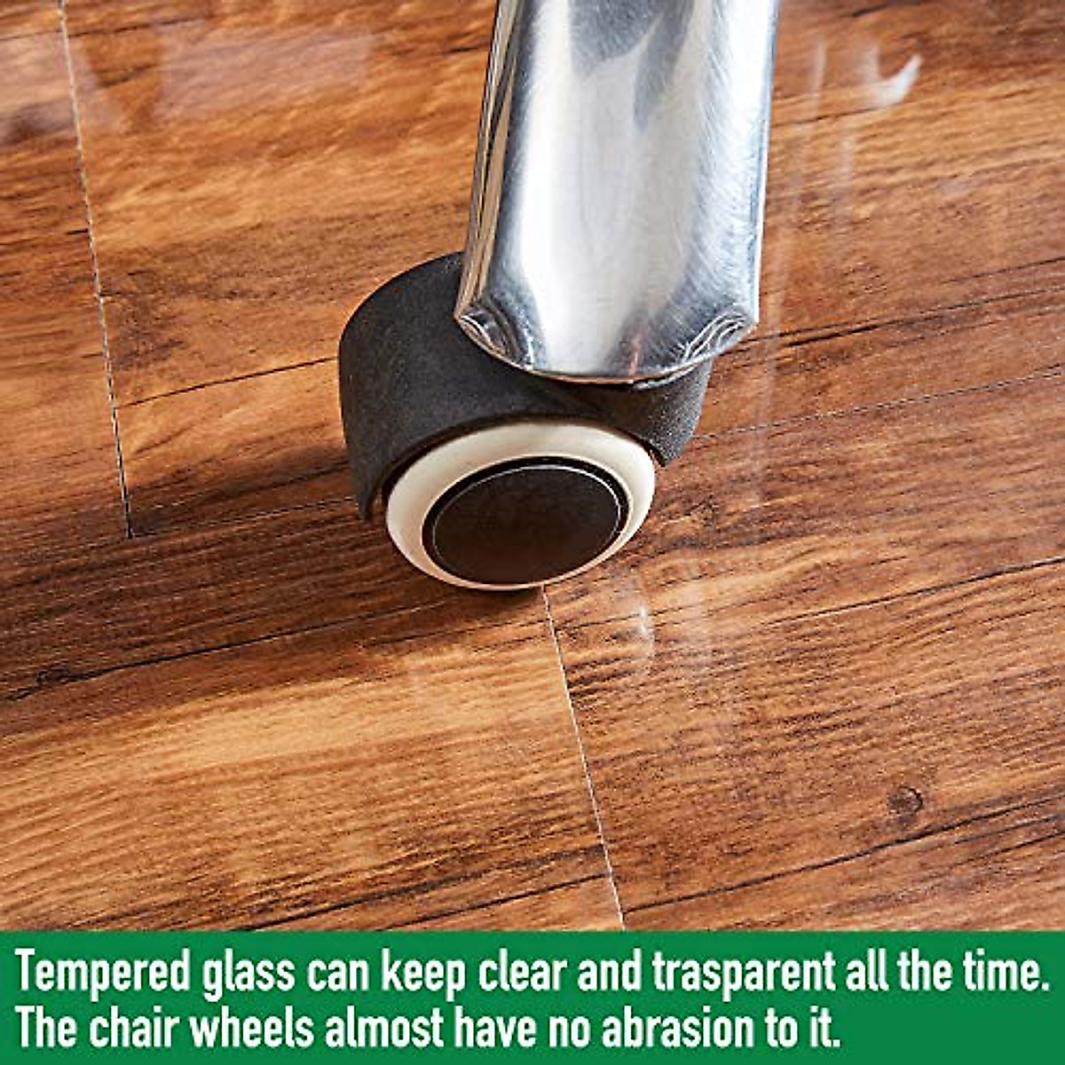 Tempered Glass Chair Mat, 36"×46“, 1/5 Inch Thick Office Chair Mat Carpet & Hardwood Floor, Chair Mats for Carpeted Floor, Chair Mat for Hardwood Floor, Desk Chair Mat, 4 Anti-Slip Pads