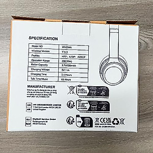 RUNOLIM Bluetooth Headphones Over Ear, 65 Hours Playtime Wireless Headphones with Microphone, Lightweight Foldable & Portable Stereo Bass Headsets for Smartphone, Tablet, Computer, MP3/4