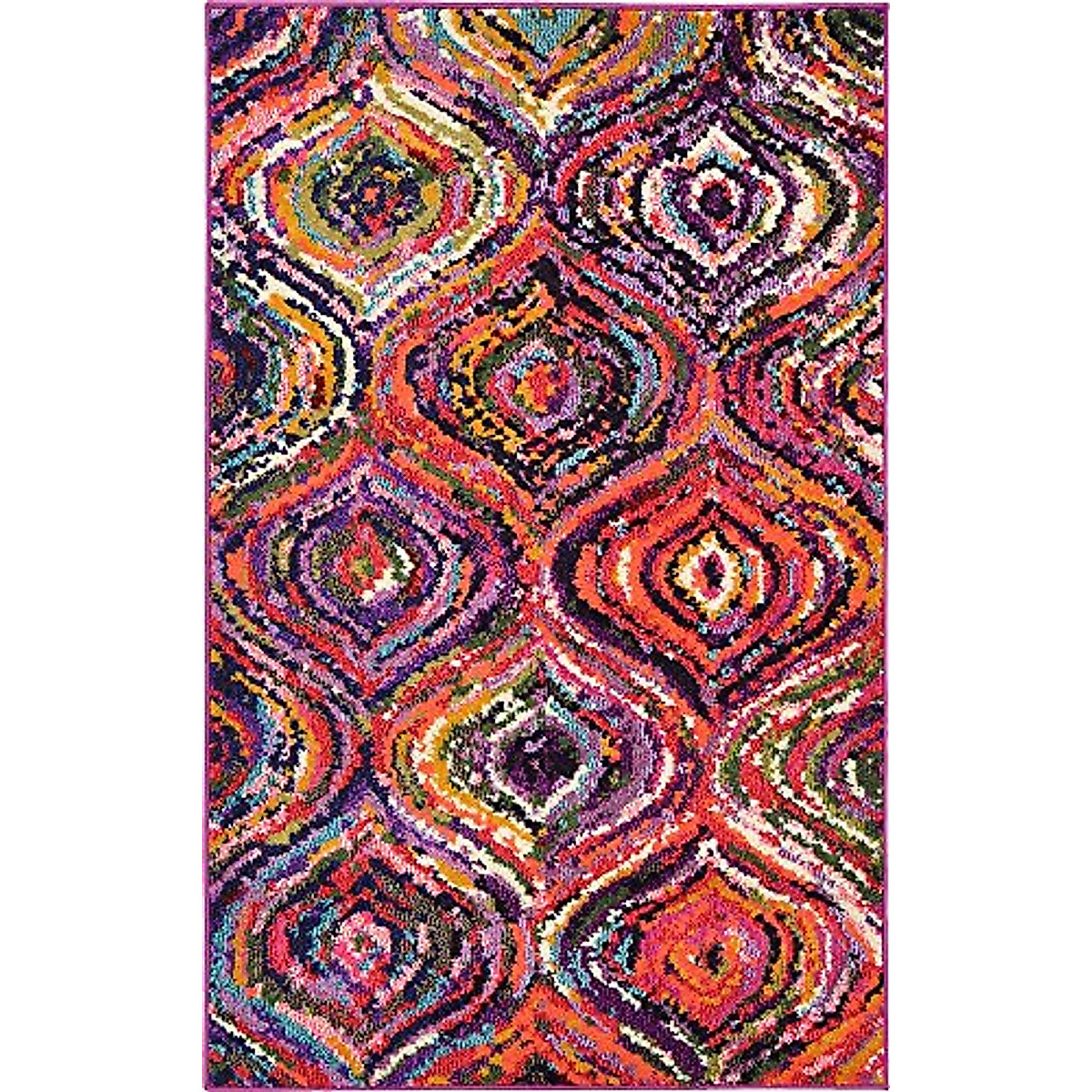Unique Loom Estrella Collection Colorful, Abstract, Geometric, Gradient, Modern Area Rug, 3 ft 3 in x 5 ft 3 in, Multi/Pink