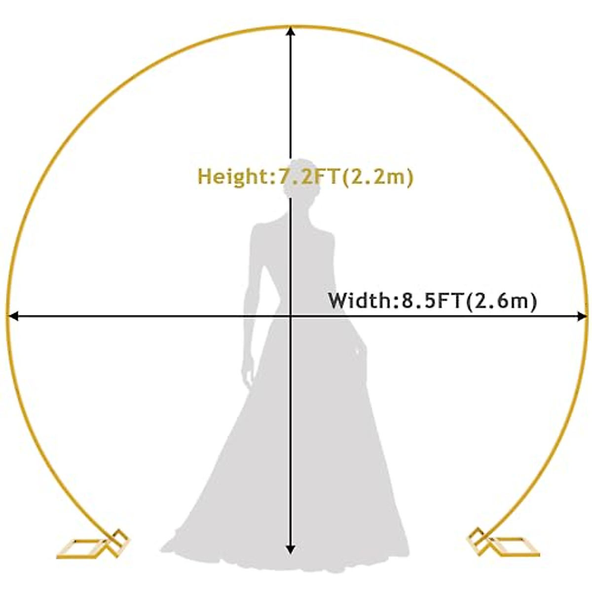 Asee'm 8.5FT Gold Large Wedding Arch Round Backdrop Stand Circle Metal Floral Balloon Frame for Party Anniversary Birthday Graduation Valentine Ceremony Decorations